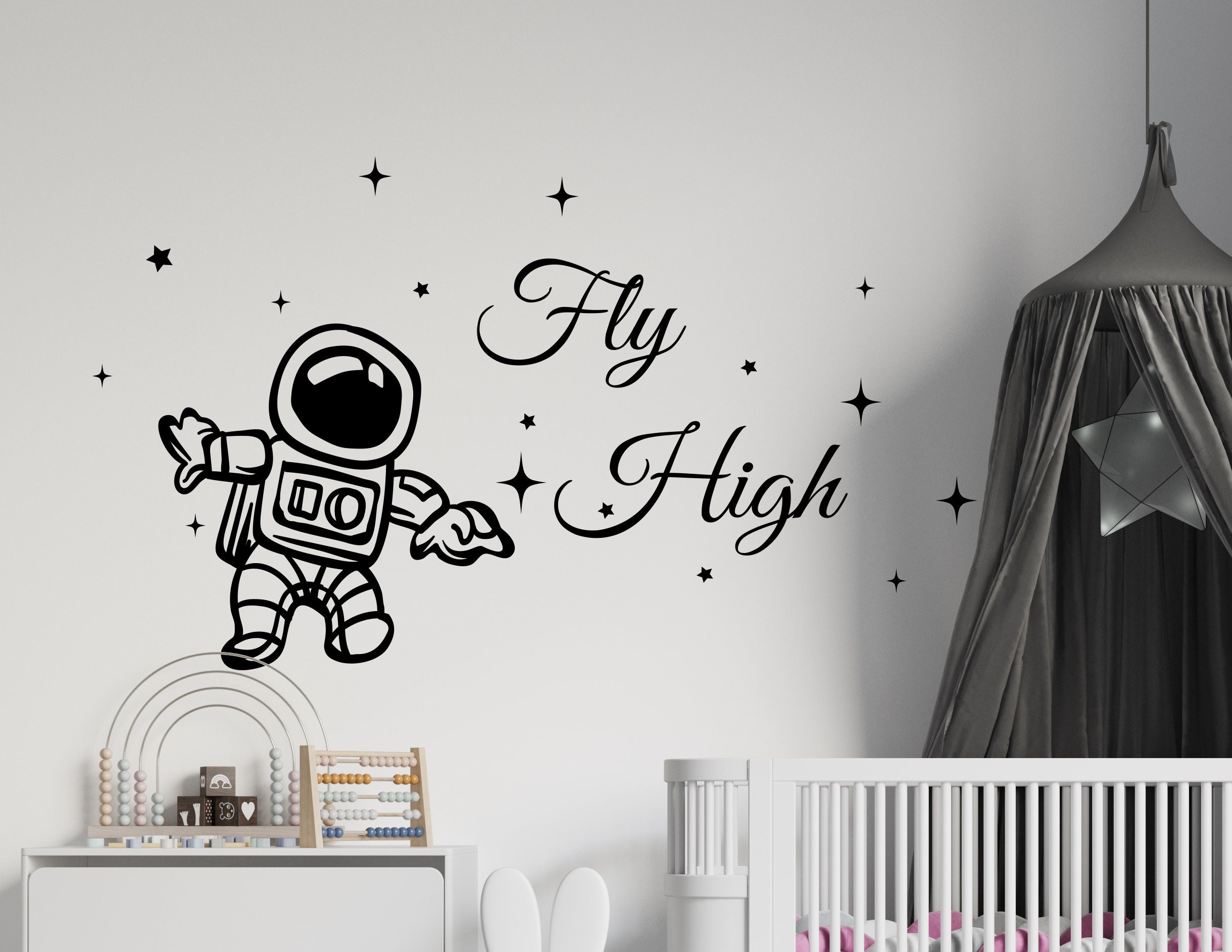 Astronaut Wall Decal Outer Space Wall Decal Custom Name | Etsy