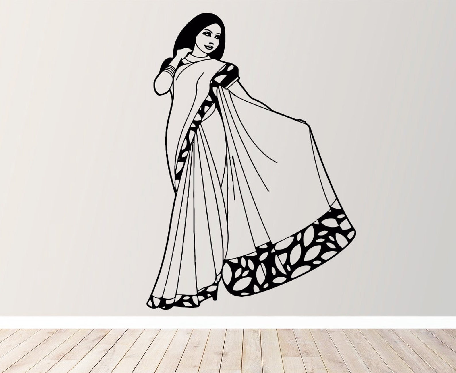 Beautiful Indian Woman in Saree Dress Wall Decal saree1 - Etsy