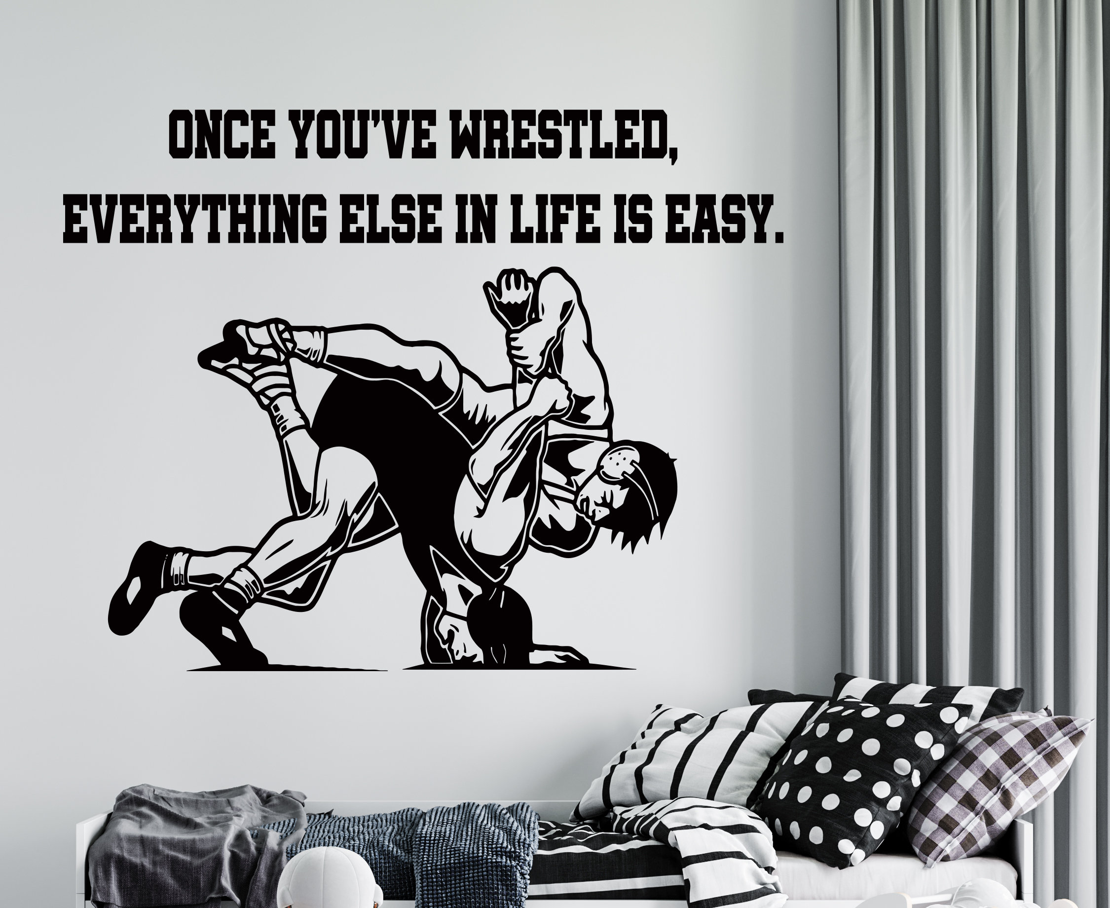 Wrestling Wall Decal Motivational Quote Wall Sticker Wrestler - Etsy