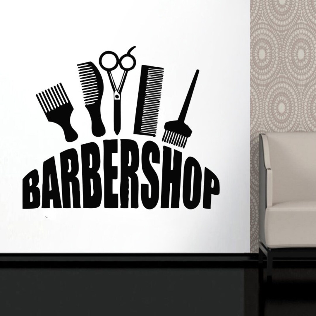 Hair Salon Wall Window Decal Sticker Hair Stylist Hair Tools Scissors ...