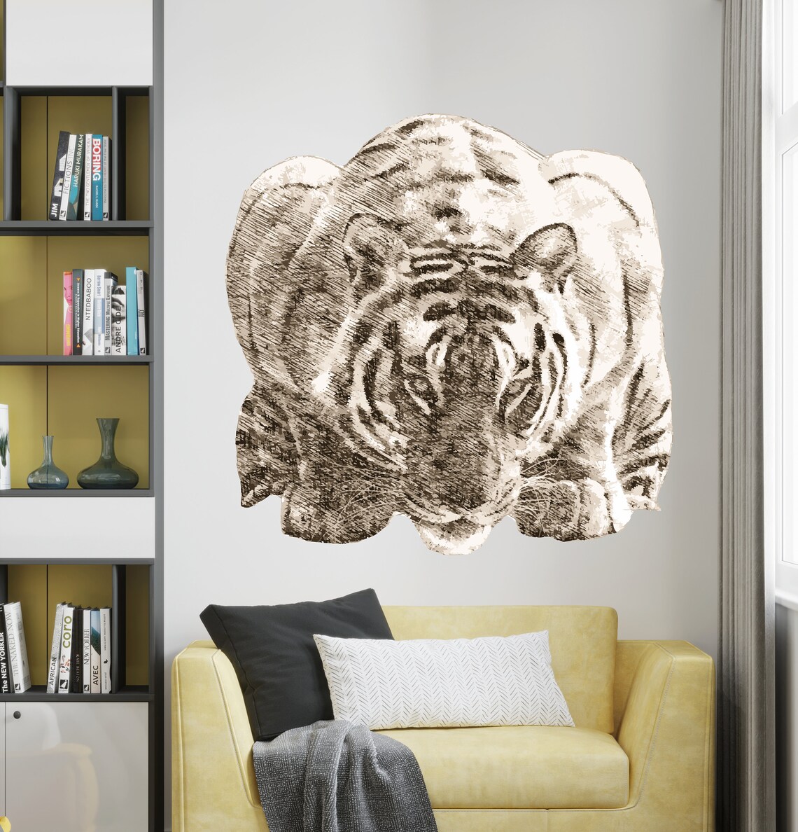 Tiger Wall Decal Tiger Head Wall Sticker Tiger Wall Decor - Etsy