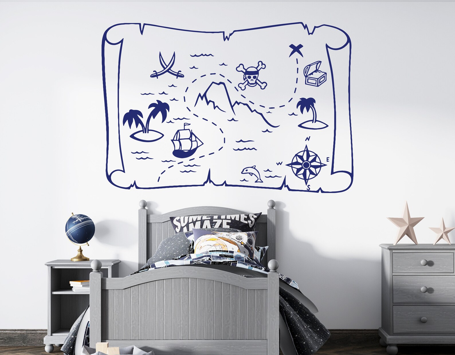 Treasure Map Wall Decal Treasure Map for Kids Pirate Map - Etsy