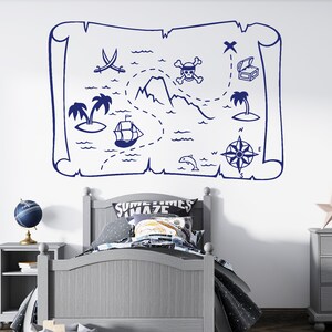 Treasure Map Wall Decal | Treasure Map for Kids | Pirate Map Wall Decal ...