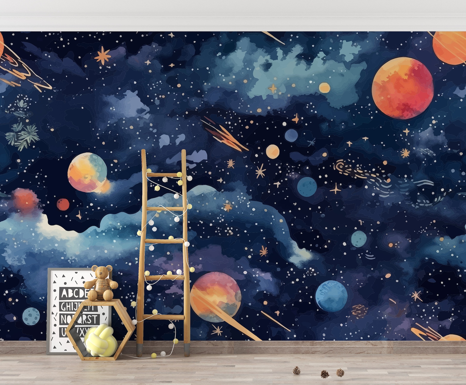 Celestial Voyage | Galaxy Space Mural Wallpaper | Kids Outer Space Peel ...