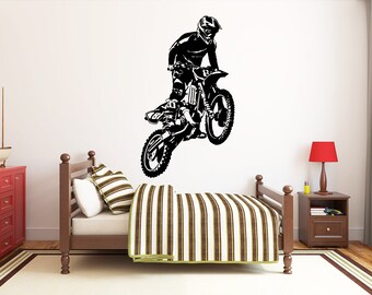 Motocross Wall Decal Motorcycle Wall Sticker Dirt Bike Wall | Etsy