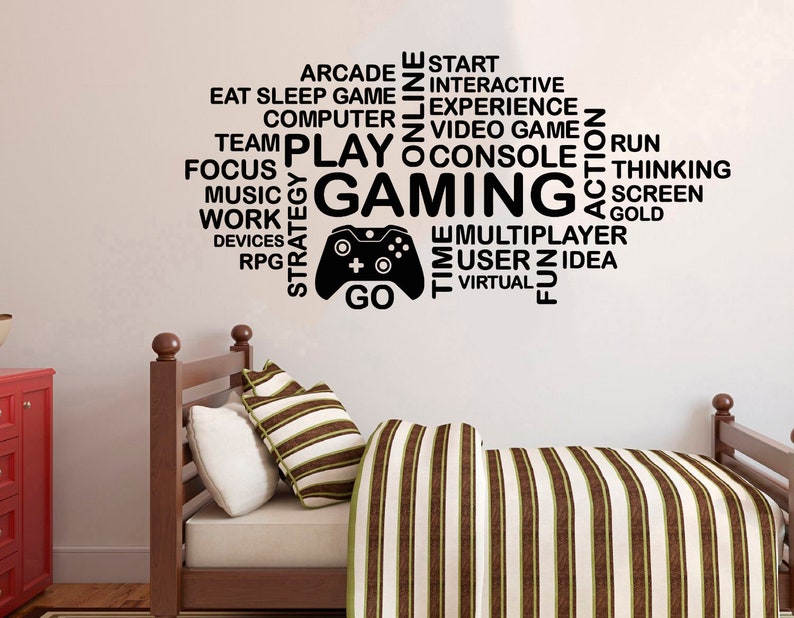 Gamer Wall Decal Video Games Wall Sticker Controller Wall - Etsy
