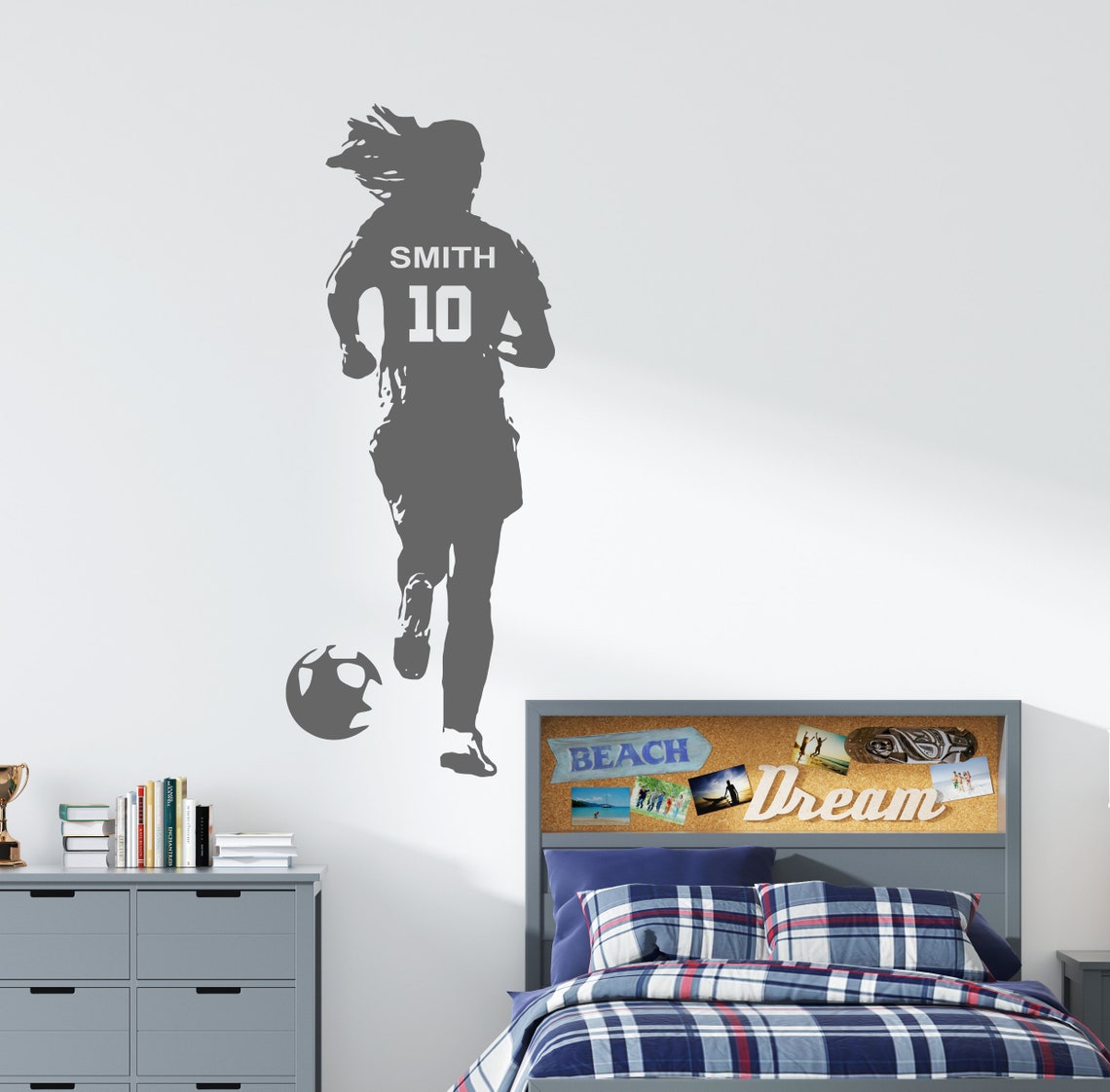 Personalized Name Girl Soccer Wall Decal Soccer Player Wall - Etsy