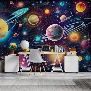 Cosmic Universe Planets | Galaxy Space Wallpaper Mural Colorful Room ...