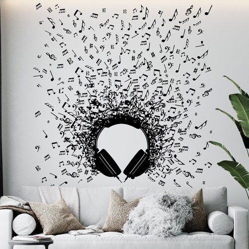 Music Notes Wall Decal Music Wall Decor Music Instrument Wall - Etsy