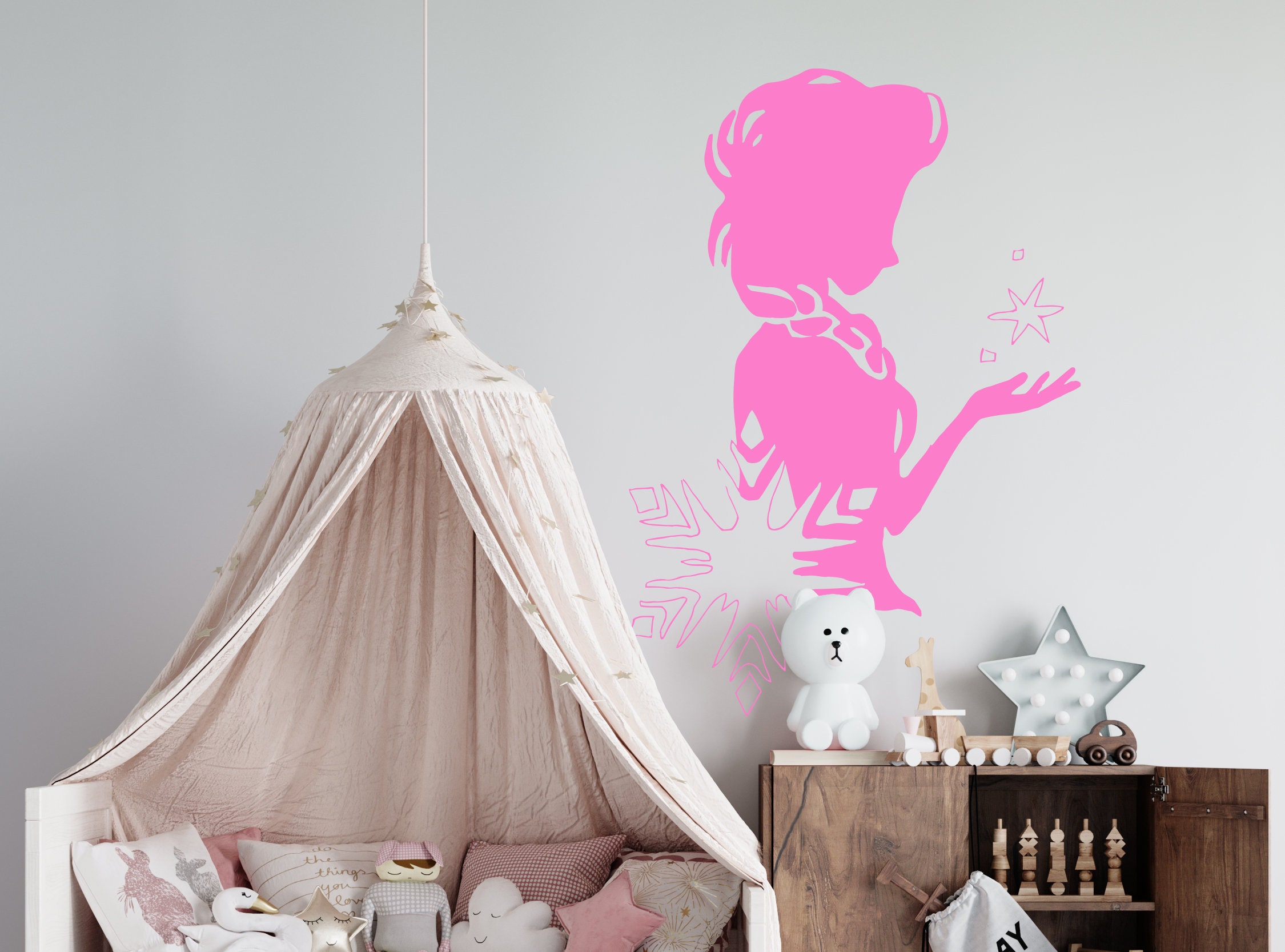 Princess Elsa Wall Decal Frozen Wall Decor Cartoon Wall | Etsy
