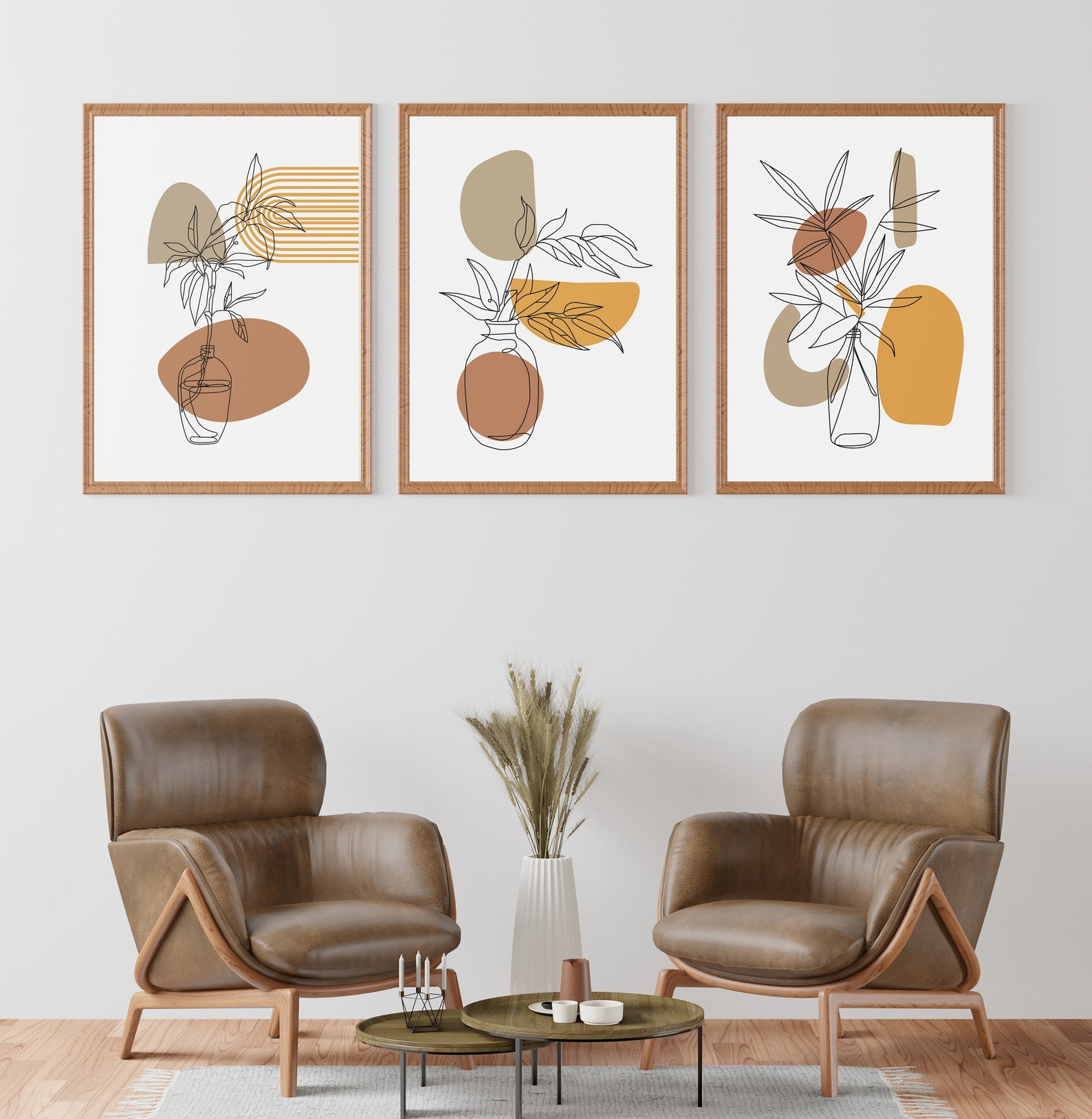 Bohemian Abstract Art Print Wall Poster Set of 3 Boho Poster | Etsy