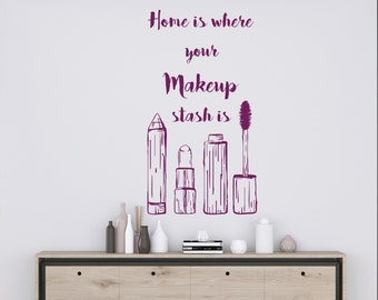 Makeup Wall Decal Makeup Artist Wall Sticker Cosmetics Lipstick Beauty ...
