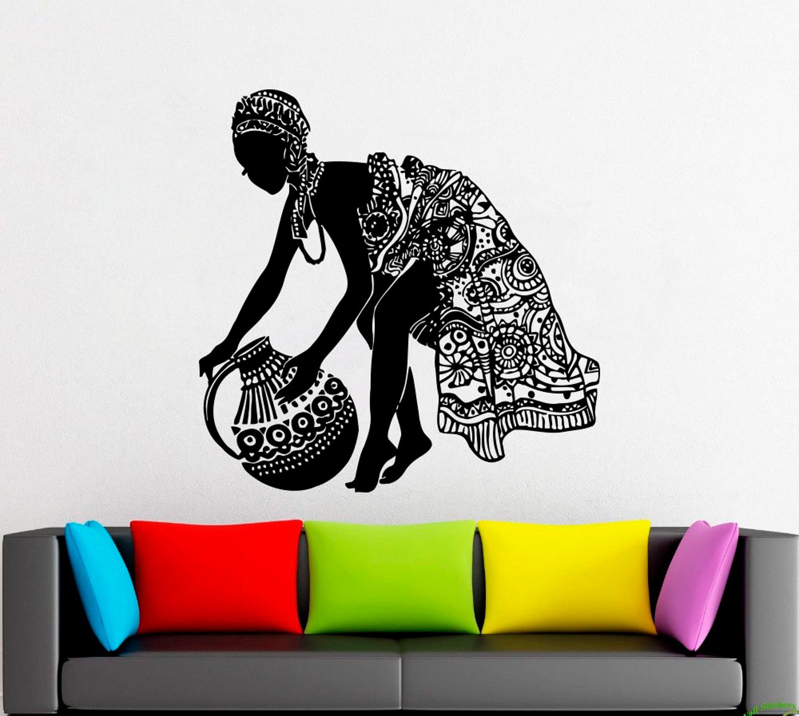 African Style Wall Decal Window Sticker Beauty Salon Woman - Etsy