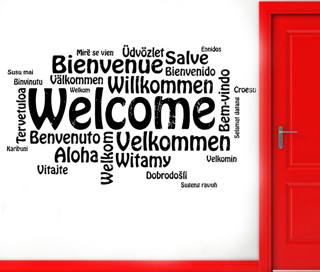 Global Welcome Wall Decal | Many Languages Vinyl Sticker | Removable ...