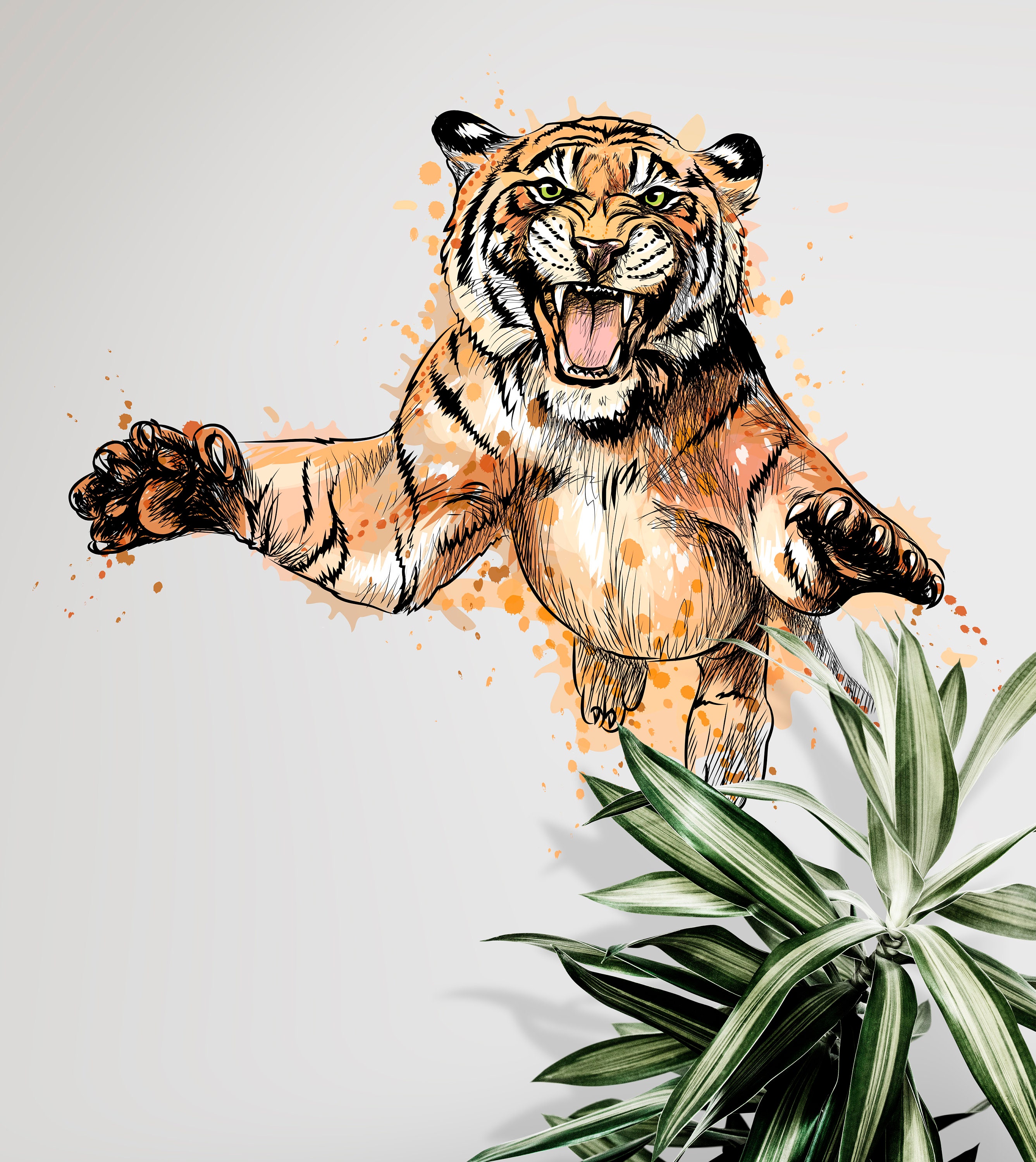 Tiger Wall Decal Tiger Wall Sticker Tiger Wall Decor TGC3 - Etsy