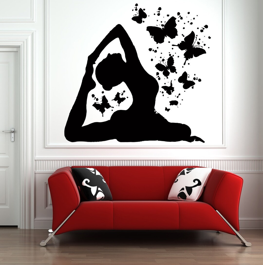 Yoga Wall Decal | Yoga Pose Wall Decal | Lotus Mandala Wall Decor ...