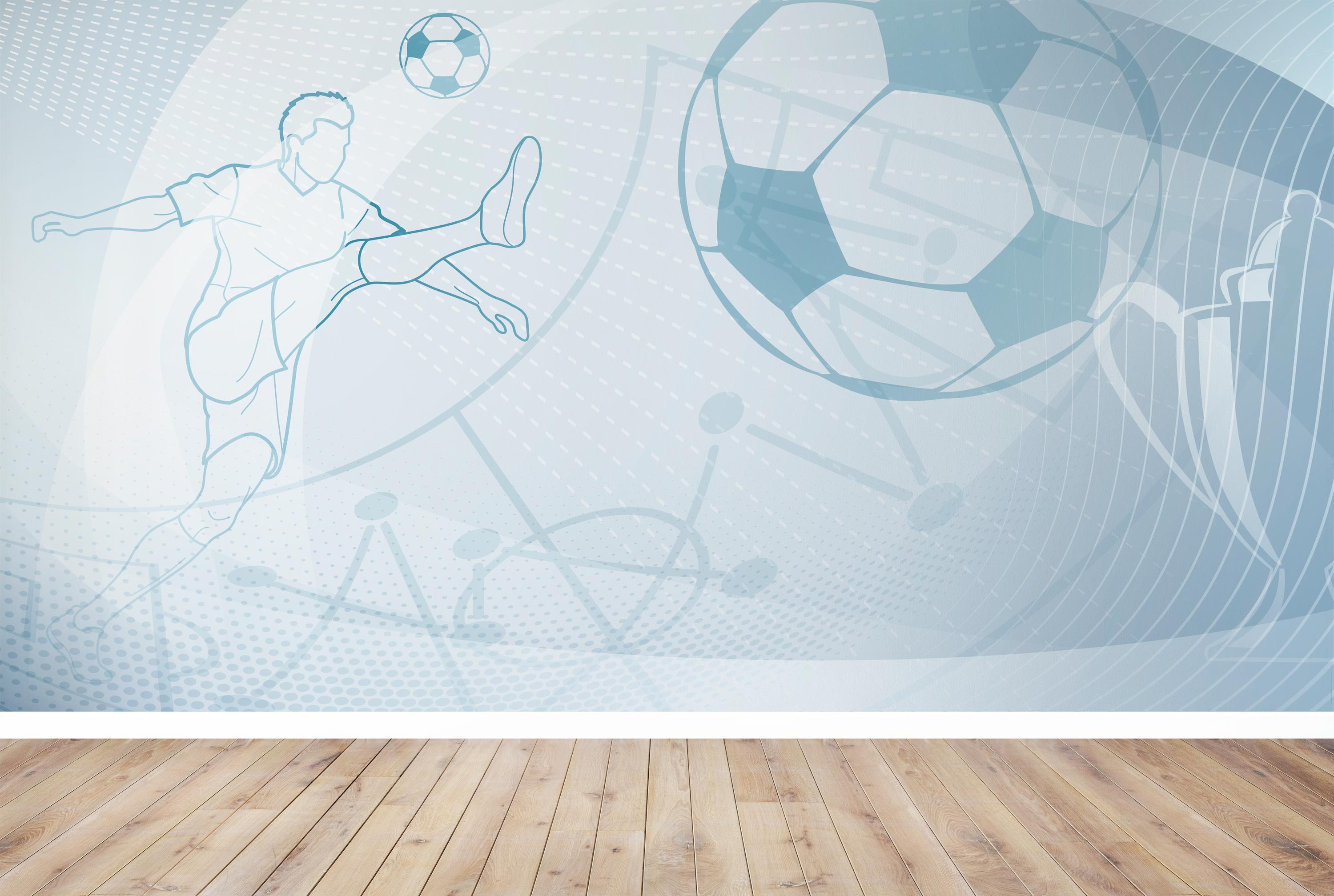 Soccer Field Wall Mural | Light Blue Stadium Sports Design Peel and ...