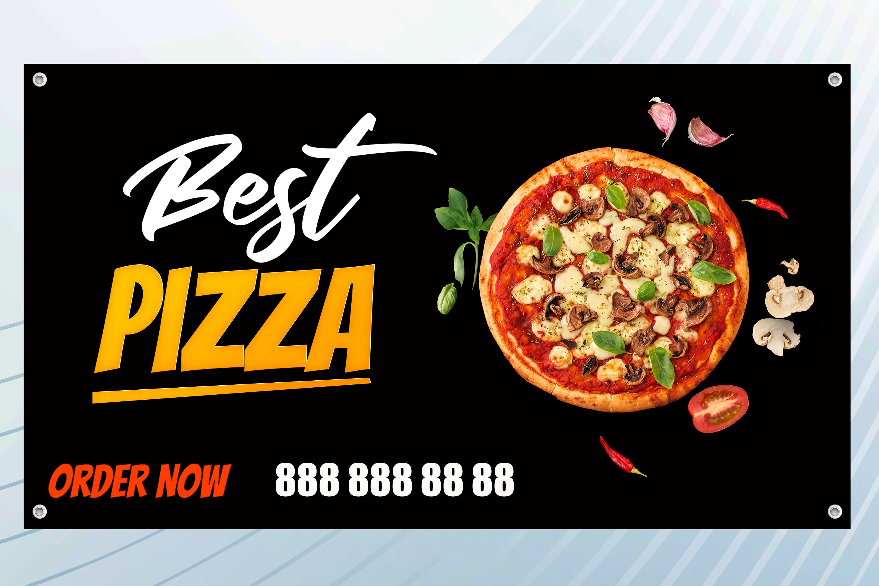 Pizza Custom Banner Full Color Banner Vinyl Banner With - Etsy