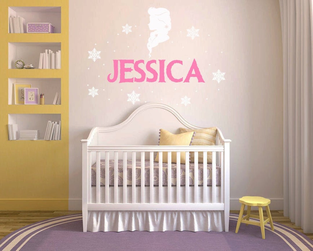 Frozen Spark | Name Decal | Snowflake Crown Design | Princess Nursery ...
