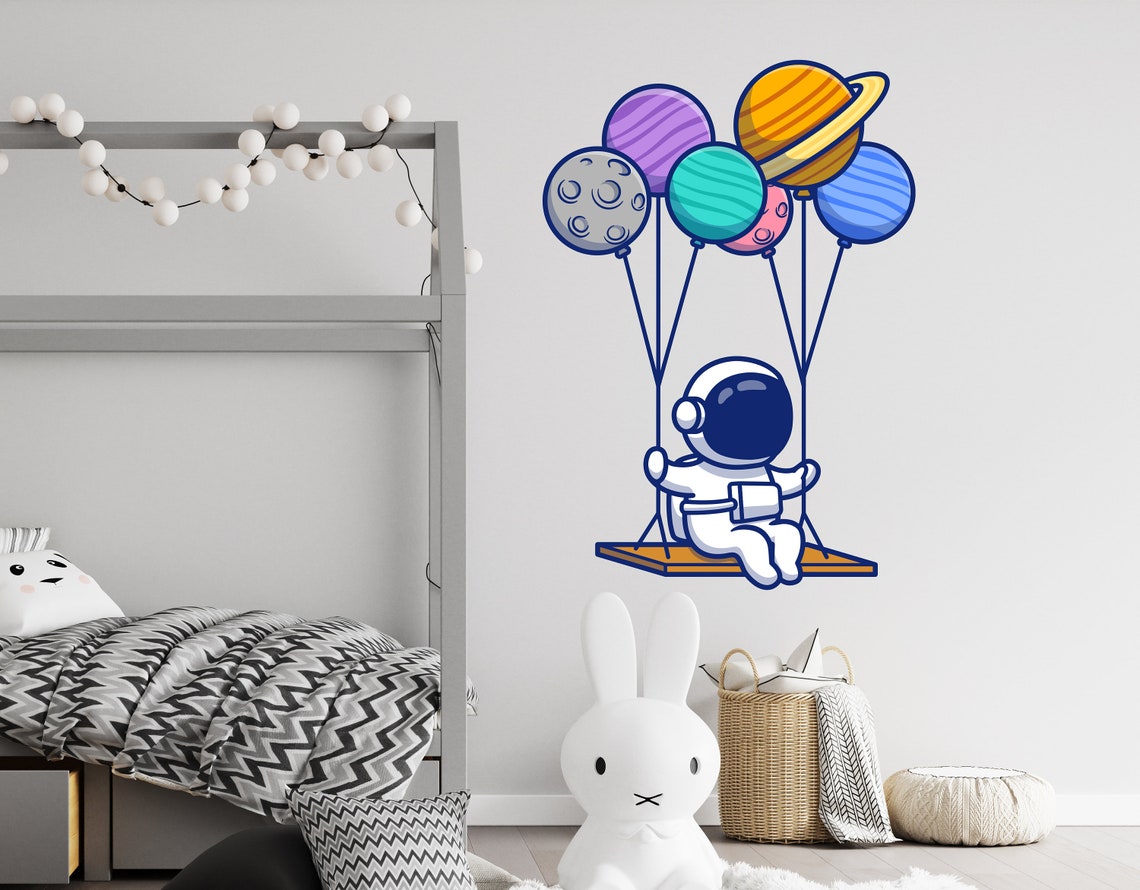 Astronaut Wall Decal Outer Space Wall Decor for Kids Bedroom | Etsy