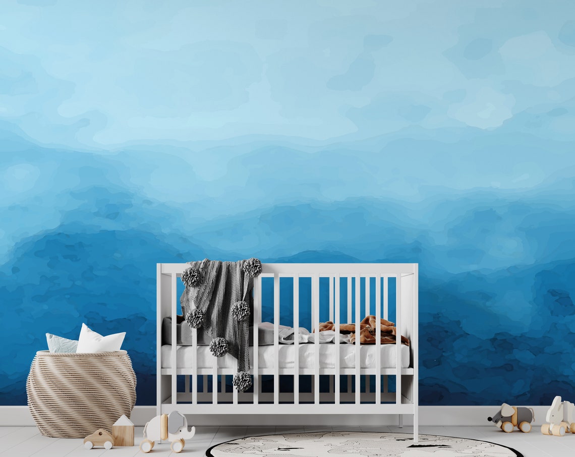 Ocean Mist Horizon | Watercolor Blue Sky Peel and Stick Wallpaper ...