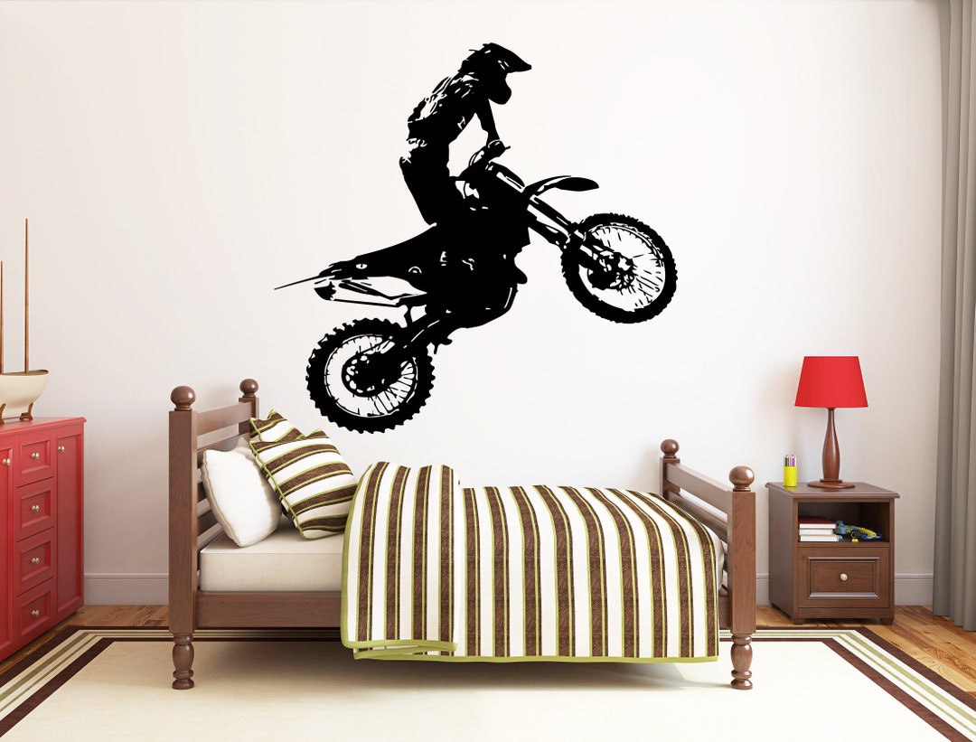 Motocross Wall Decal Motorcycle Wall Sticker Dirt Bike Wall Decor 1602b ...