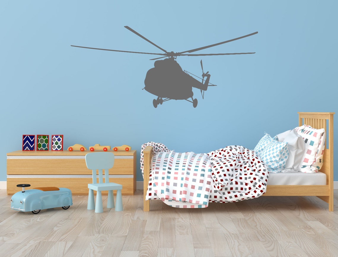 Helicopter Wall Decal Helicopter Wall Sticker Helicopter - Etsy