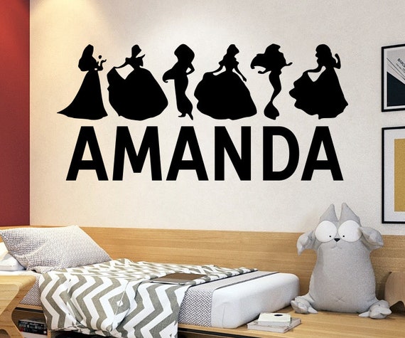 Disney Princess Custom Name Wall Decals for Girls Nursery | Etsy