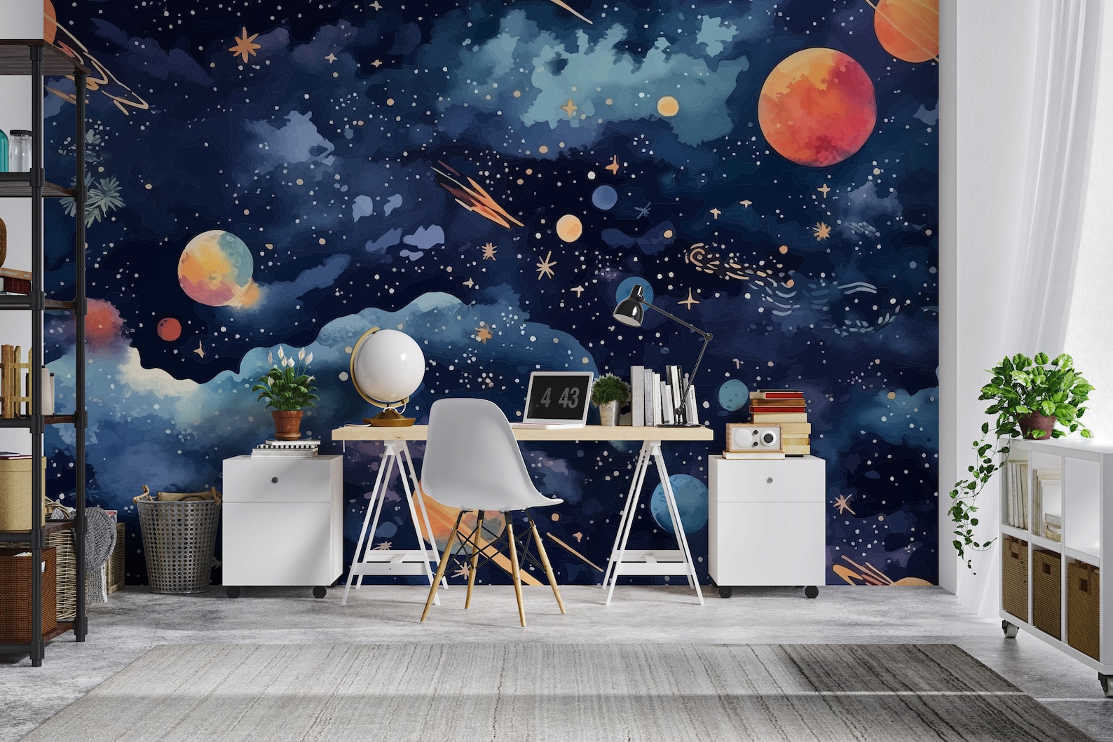 Celestial Voyage | Galaxy Space Mural Wallpaper | Kids Outer Space Peel ...