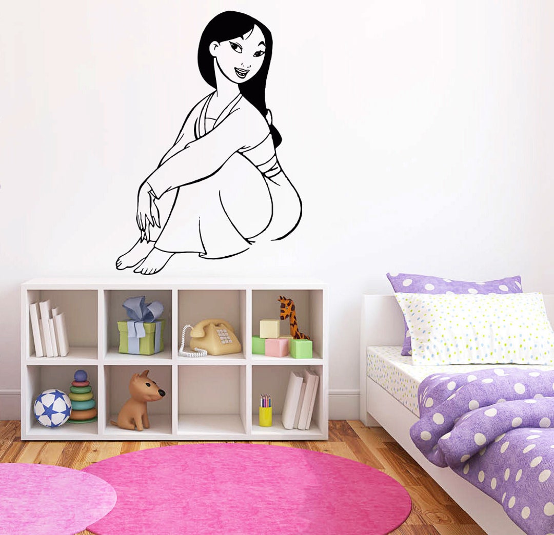 Princess Mulan Wall Decal | Mulan Wall Decor | Cartoon Wall Sticker ...