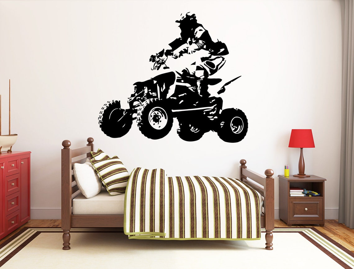 ATV Rider Wall Decal Quad Bike Wall Sticker 4 Wheeler Wall - Etsy