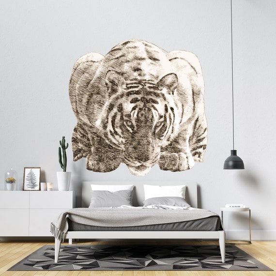 Tiger Wall Decal Tiger Head Wall Sticker Tiger Wall Decor | Etsy