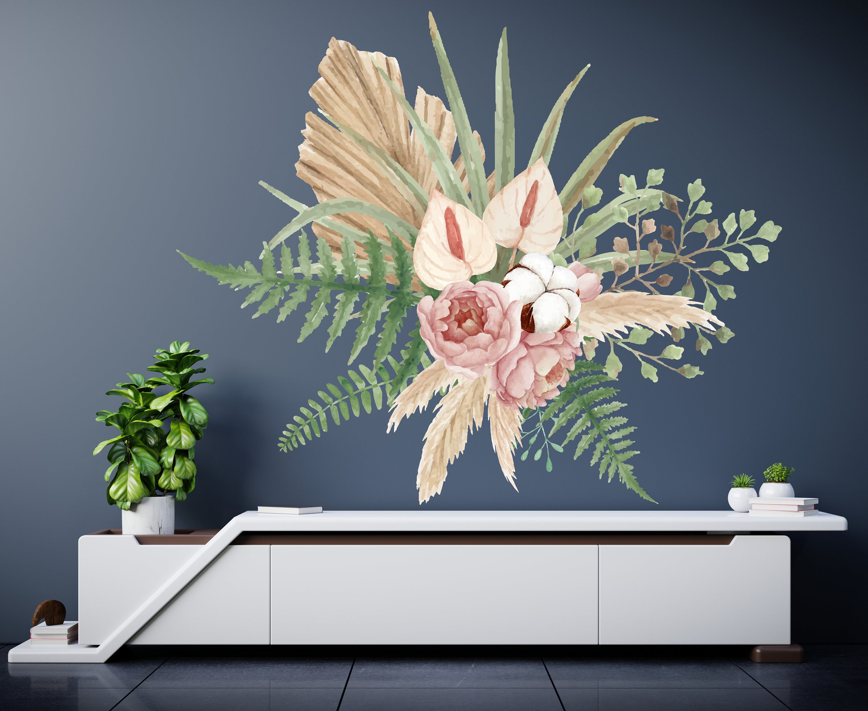 Bohemian Flowers Wall Decal Floral Wall Decor For Nursery Room | Etsy