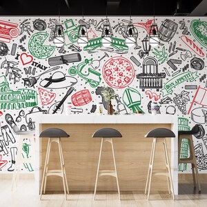 Italian Restaurant Wall Graphics Peel and Stick Wallpaper Pizza ...