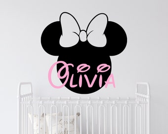 Personalized Name Wall Decal Minnie Mouse Wall Decal Custom Name Wall ...