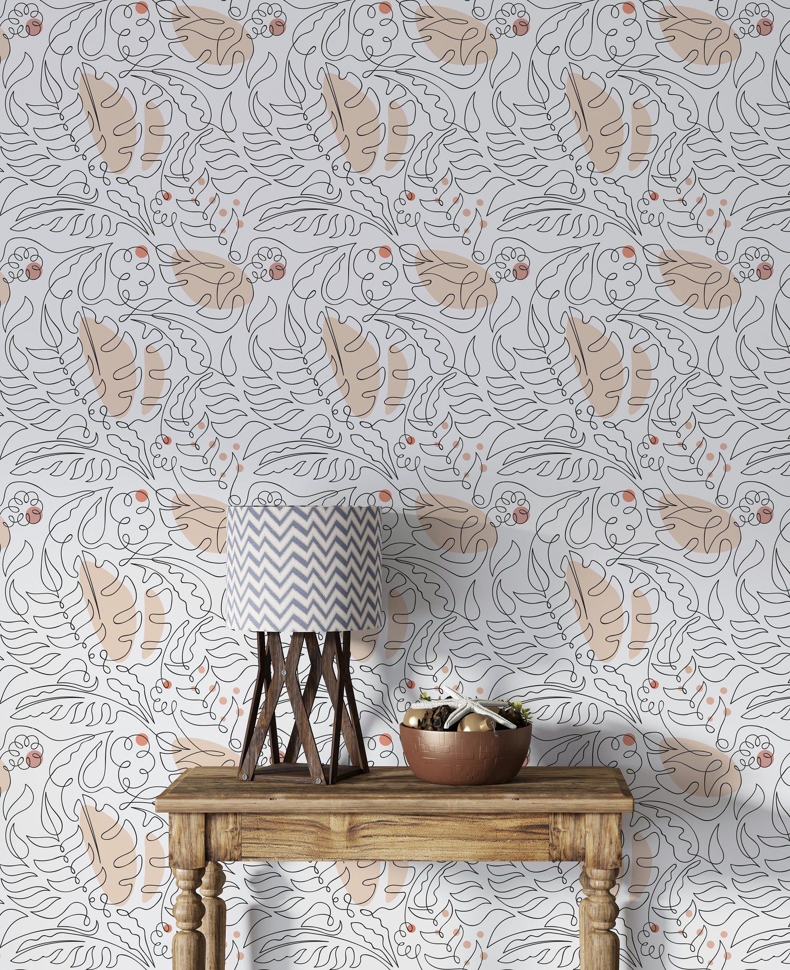 Boho Peel and Stick Wallpaper Bohemian Colors Botanical Self | Etsy