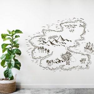 Treasure Map Wall Decal | Treasure Map for Kids | Pirate Map Wall Decal ...