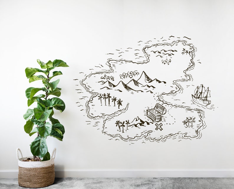 Treasure Map Wall Decal Treasure Map for Kids Pirate Map - Etsy