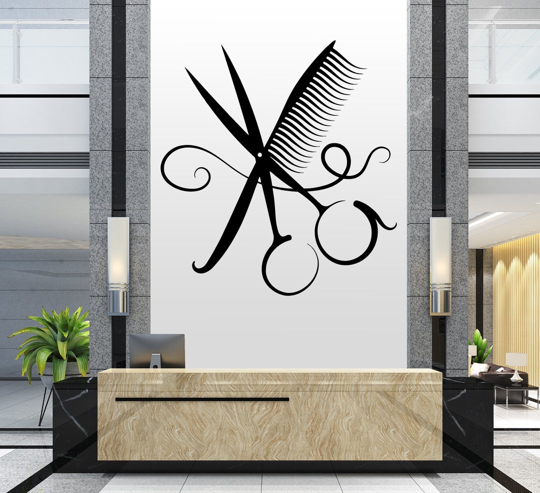Hair Salon Wall Decal: Scissors & Comb Vinyl Sticker 2849 - Etsy