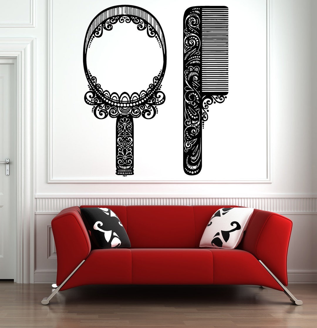 Hair Salon Decor: Mirror, Comb, Scissors Vinyl Wall Decal HS026 - Etsy