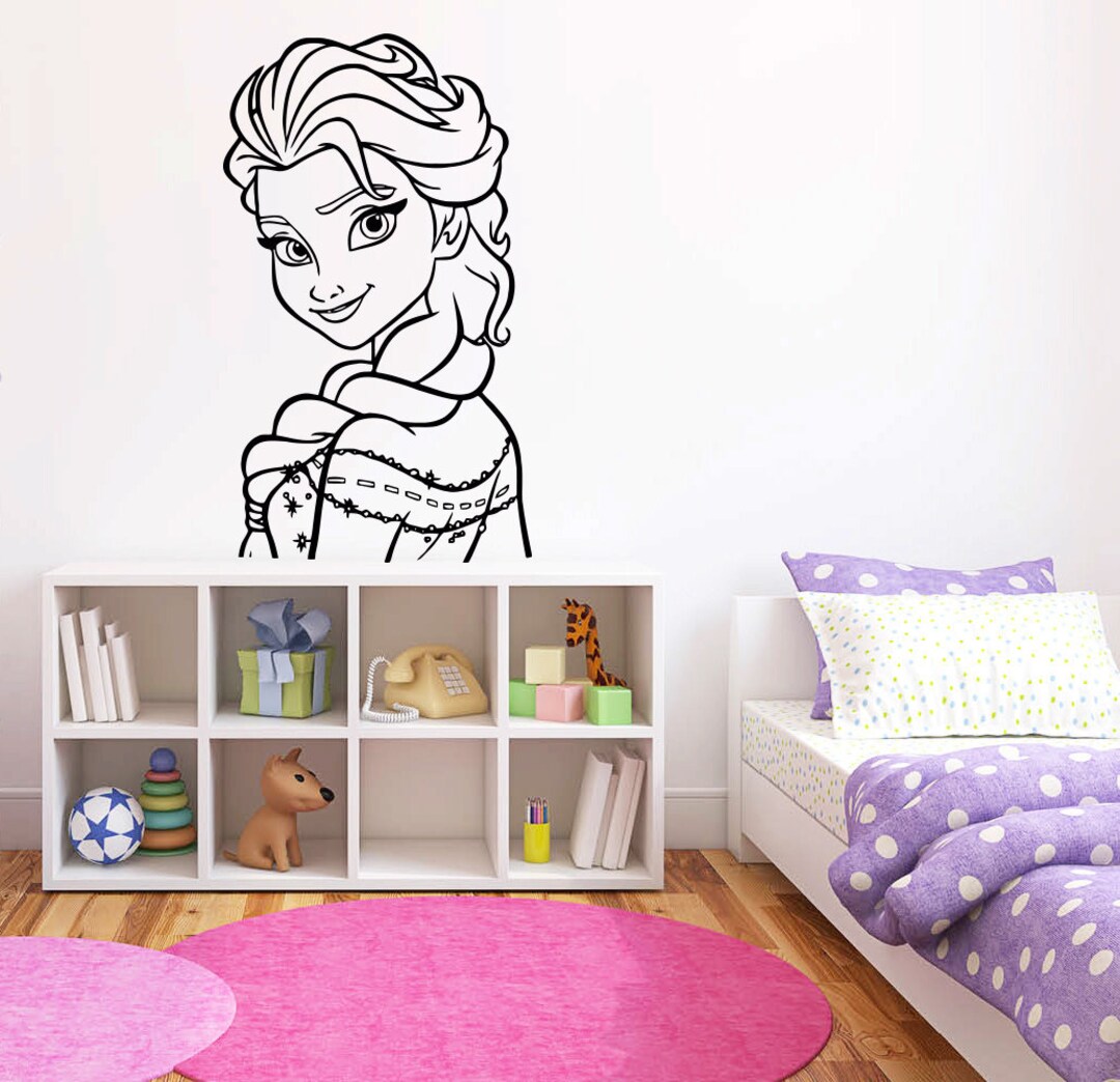 Princess Elsa Wall Decal | Frozen Wall Decor | Cartoon Wall Sticker ...