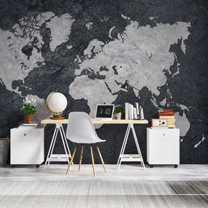 World Map Geography Wallpaper Peel and Stick World Map Wall Mural Map ...