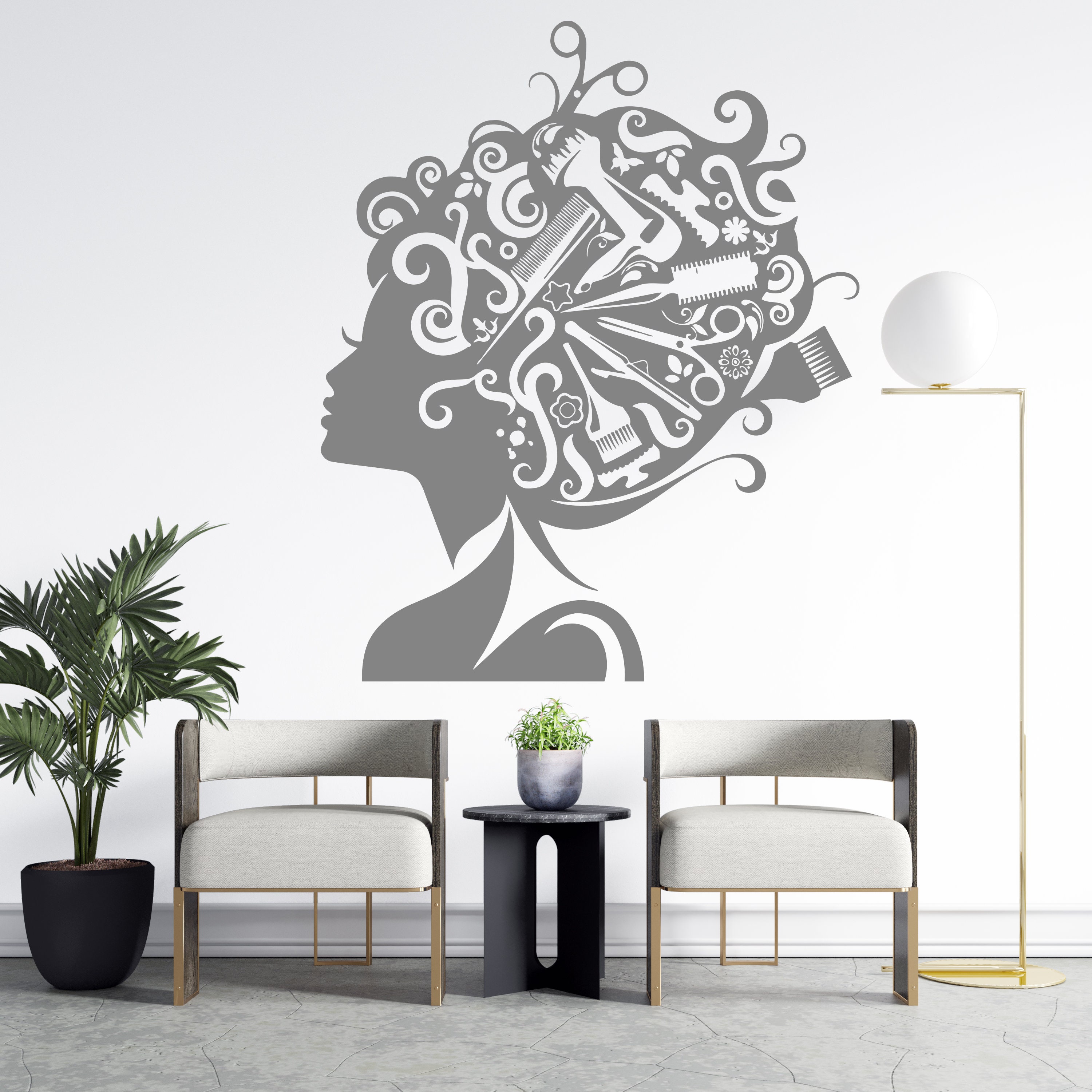Hair Salon Wall Window Decal Sticker Hair Stylist Woman Hair - Etsy