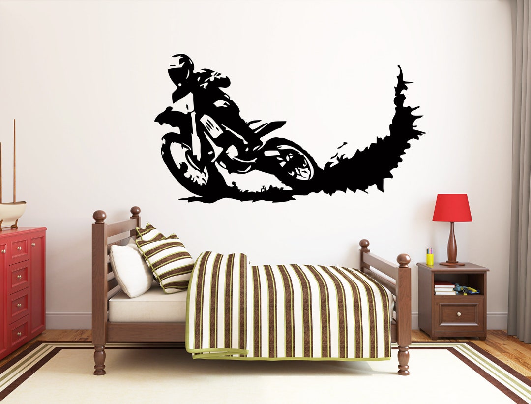Motocross Wall Decal Motorcycle Wall Sticker Chopper Bike Wall Decor ...