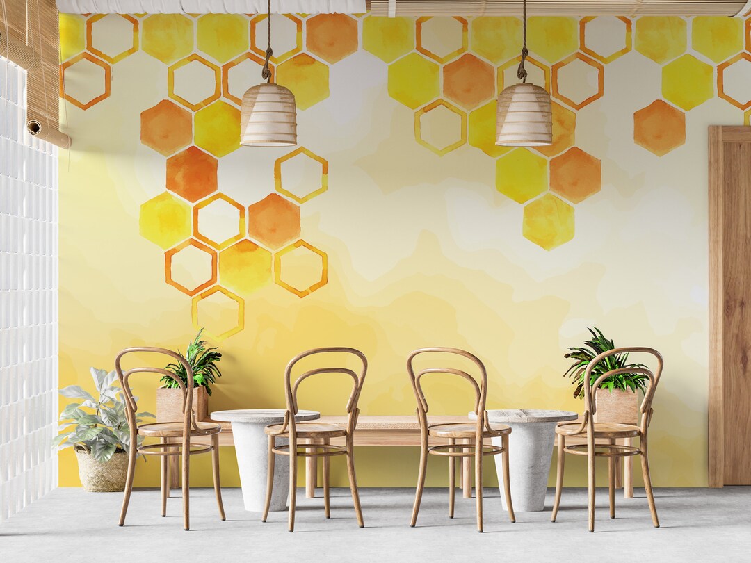 Honey Bee Peel and Stick Wallpaper Yellow Honey Bees Wall Mural Self ...