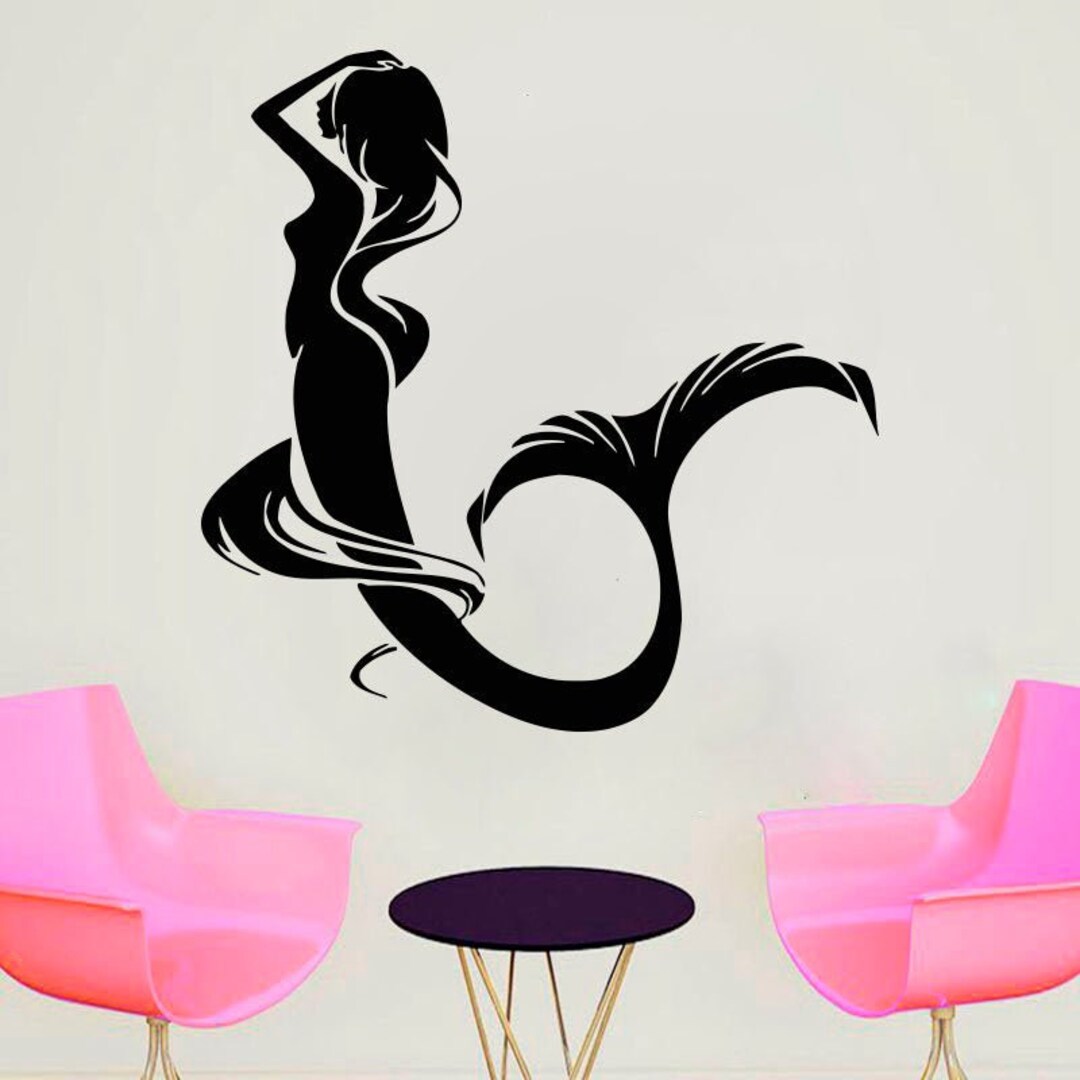 Mermaid Wall Decal Little Wall Sticker Mermaid Wall Art Bathroom Wall ...
