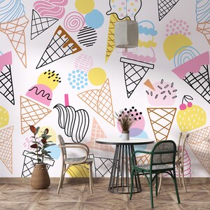 Ice Cream Wall Graphics Peel and Stick Wallpaper Ice Cream Cafe ...