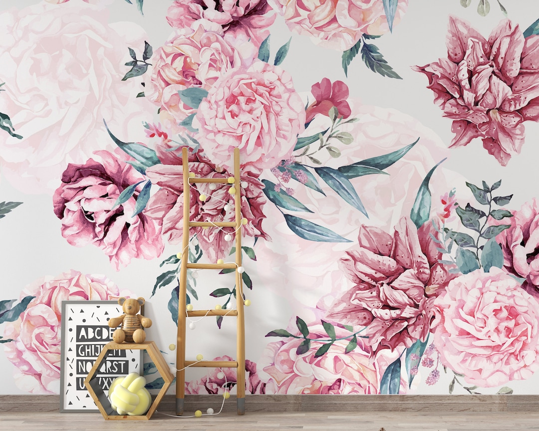 Buy Floral Wallpaper Peel and Stick Pink Purple Peony Self Adhesive ...