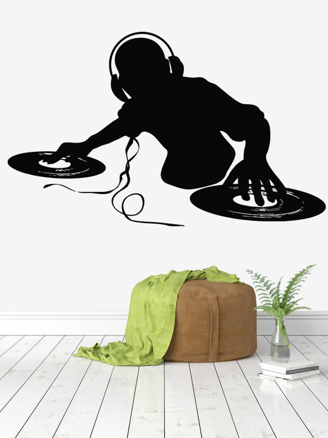 DJ Wall Sticker Headphones Music Notes Wall Decal Music Wall Decor ...