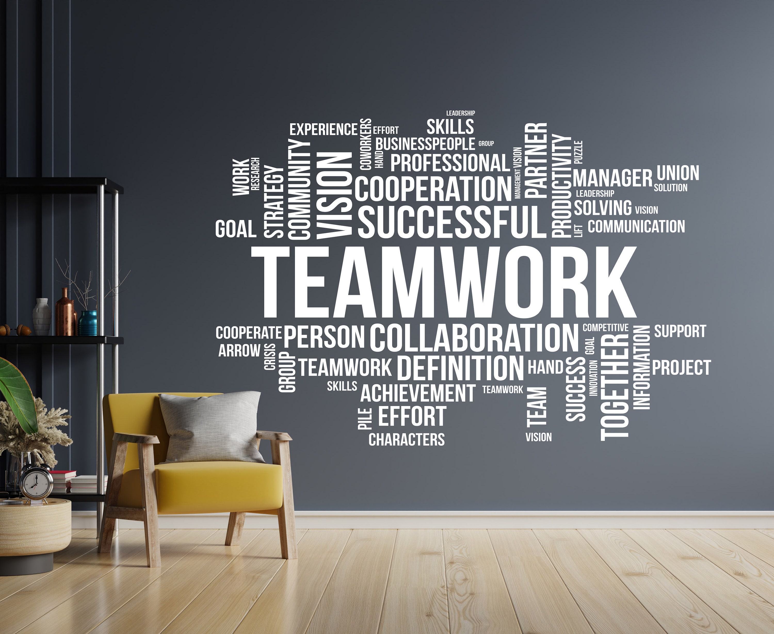 Teamwork Words Office Wall Decal Teamwork Quote Wall Sticker - Etsy Canada